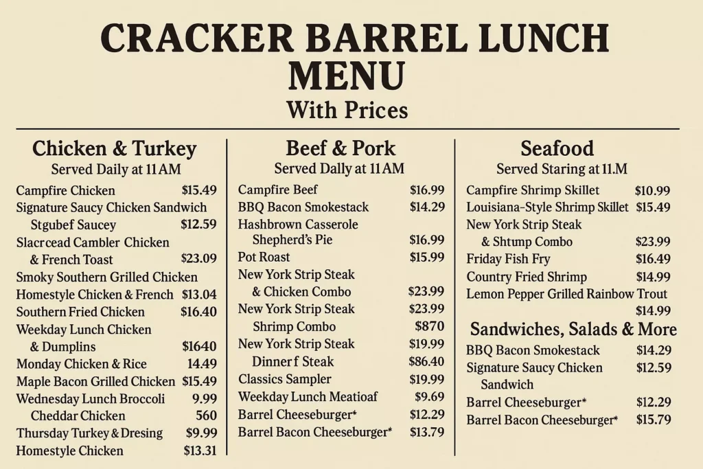 Cracker Barrel Lunch Menu With Prices
